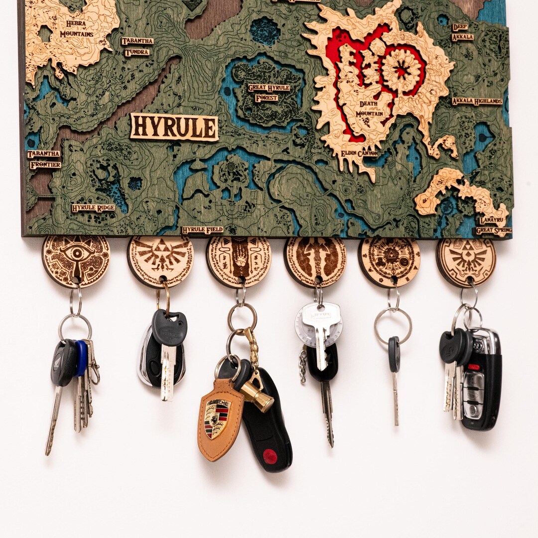 Hyrule 3D Key Holder, Gaming Keychain With Shrines Map BOTW ...