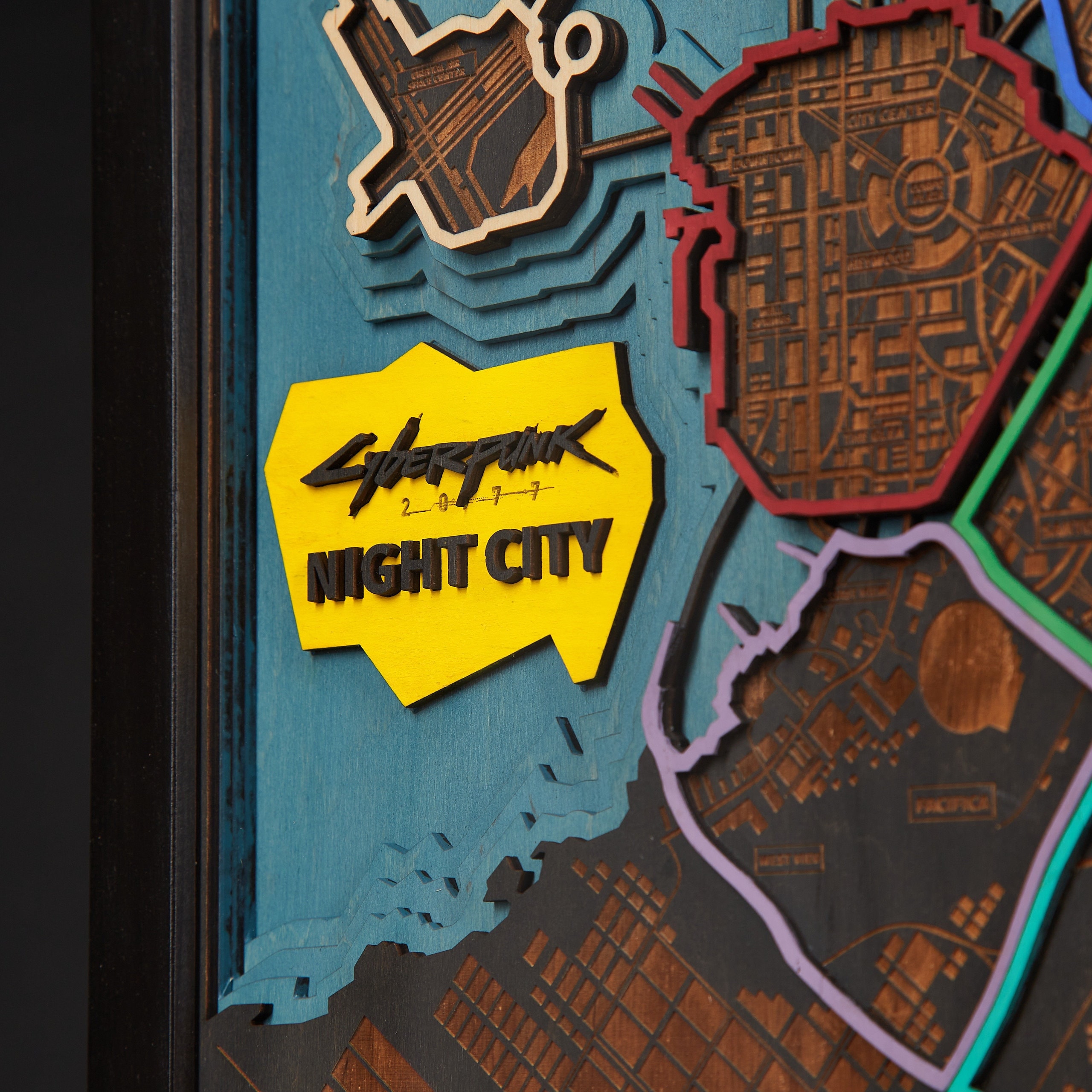 3D Night City Wood Map - Etsy