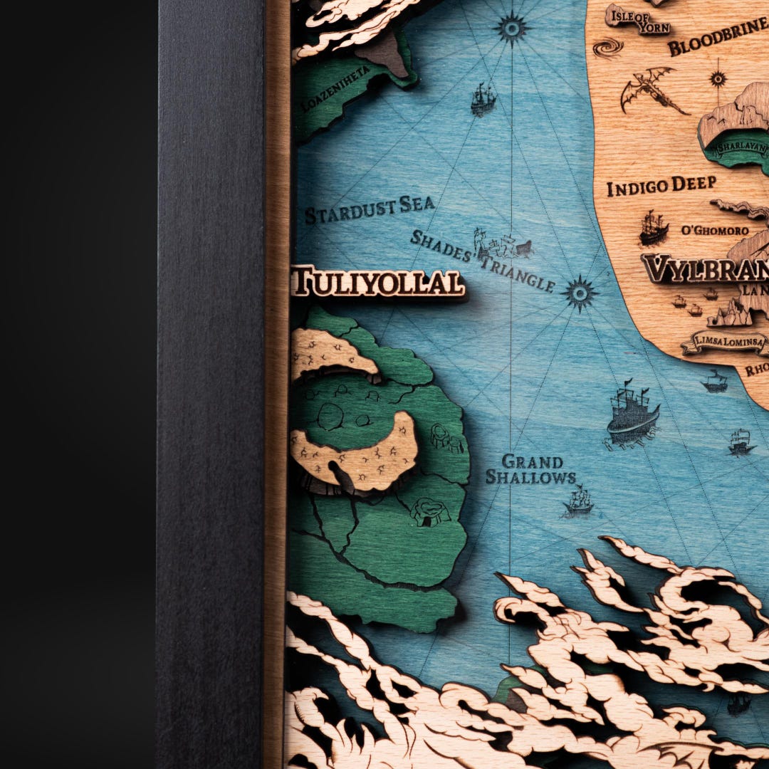 Hydaelyn 3D Wood Map - Hightle Detailed Wooden Video Game Art - Unique ...