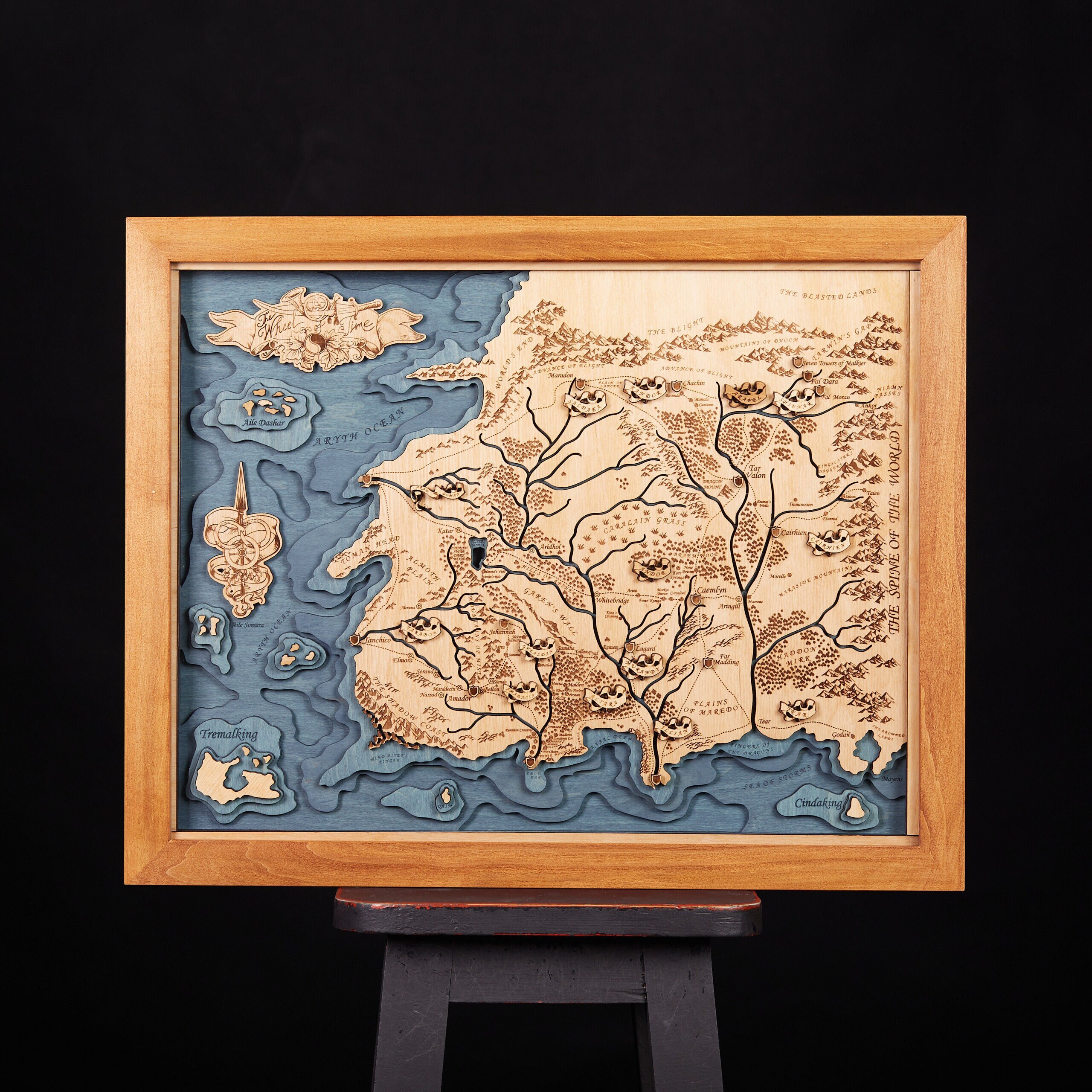 The Wheel of Time 3D Wood Map, Personalised Tar Valon Map, Laser ...