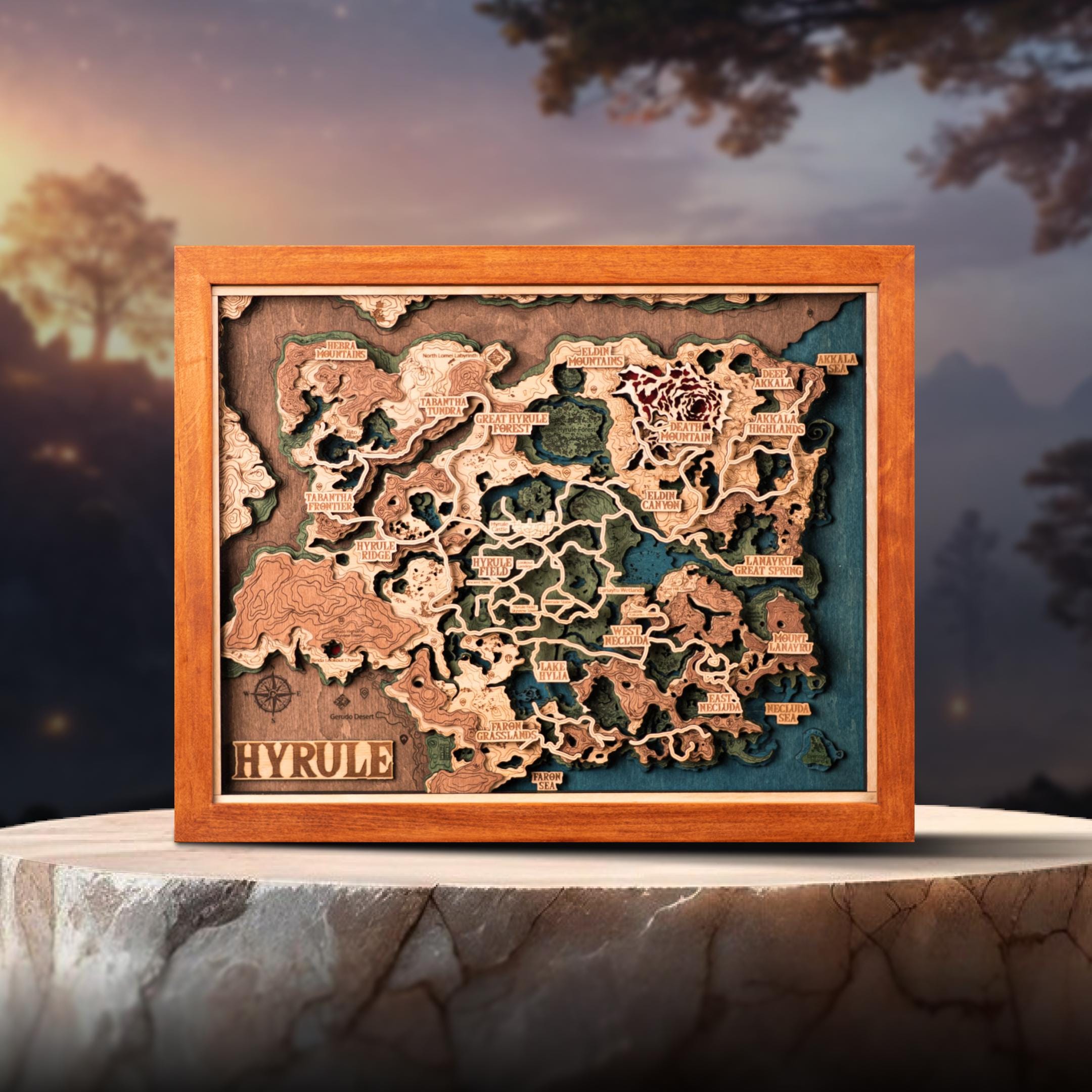 3D Wood Map of the Hyrule, Hightle Detailed BOTW Shrine Map, Perfect ...
