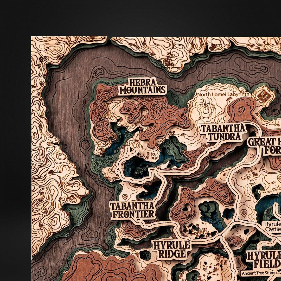The Hyrule 3D Wood Poster, Personalised Wooden Hyrule Map, Perfect ...