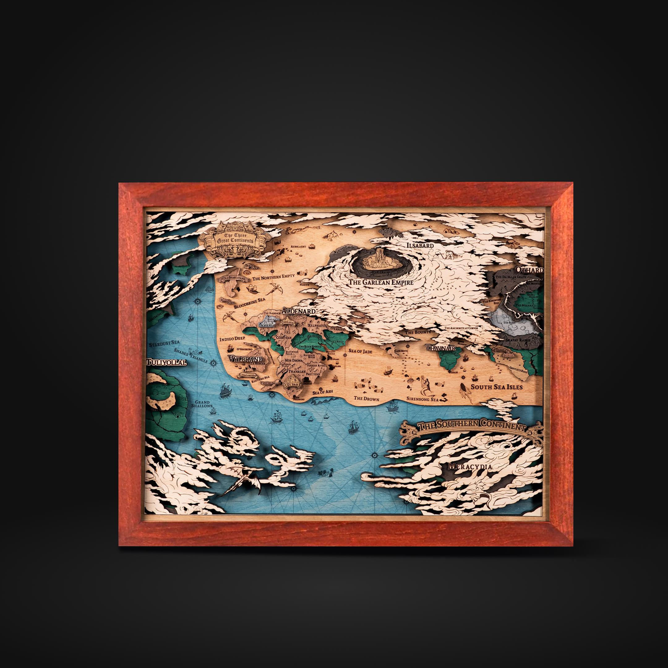 Hydaelyn 3D Wood Map - Hightle Detailed Wooden Video Game Art - Unique ...