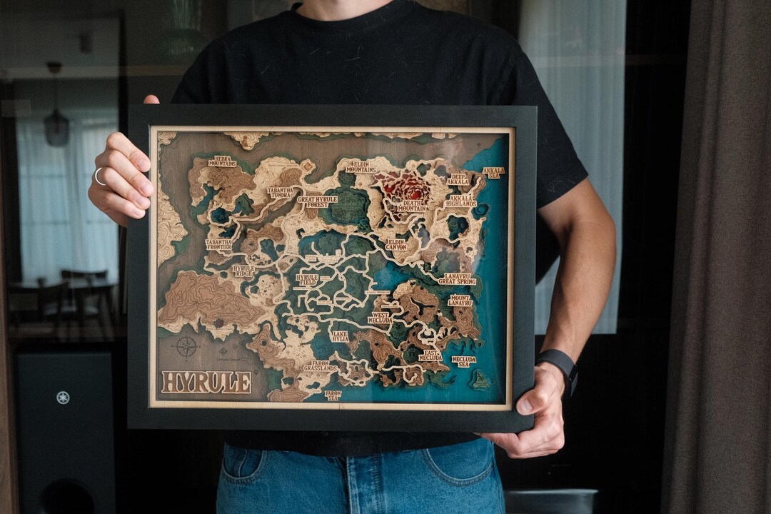 3D Wood Map of the Hyrule, Layered Wood Decor for Fans, Unique Game ...