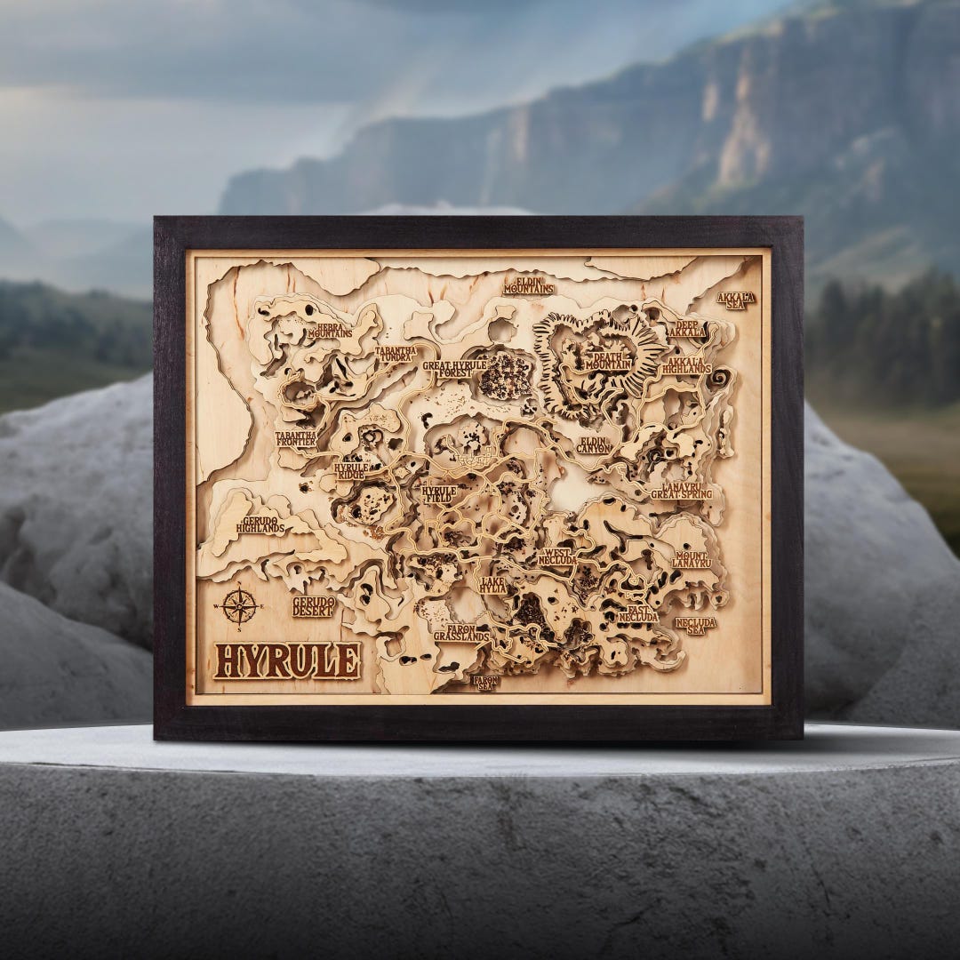 Hyrule 3D Wood Map Natural Edition, Personalised 5 Year Anniversary ...