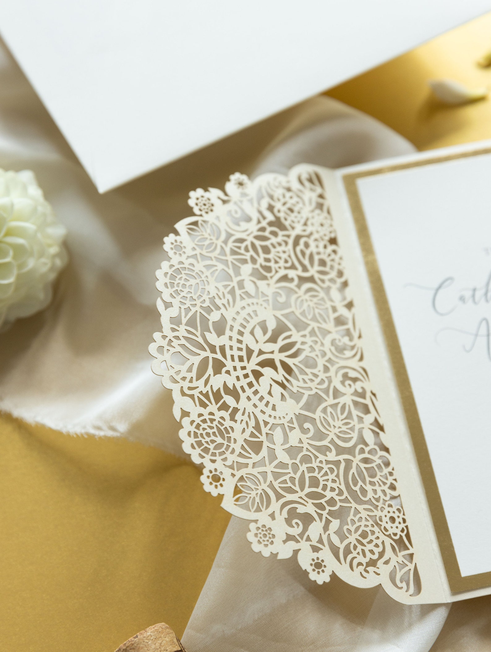 Wedding Invitation Laser Cut Invitation Cards With Gold Foil - Etsy