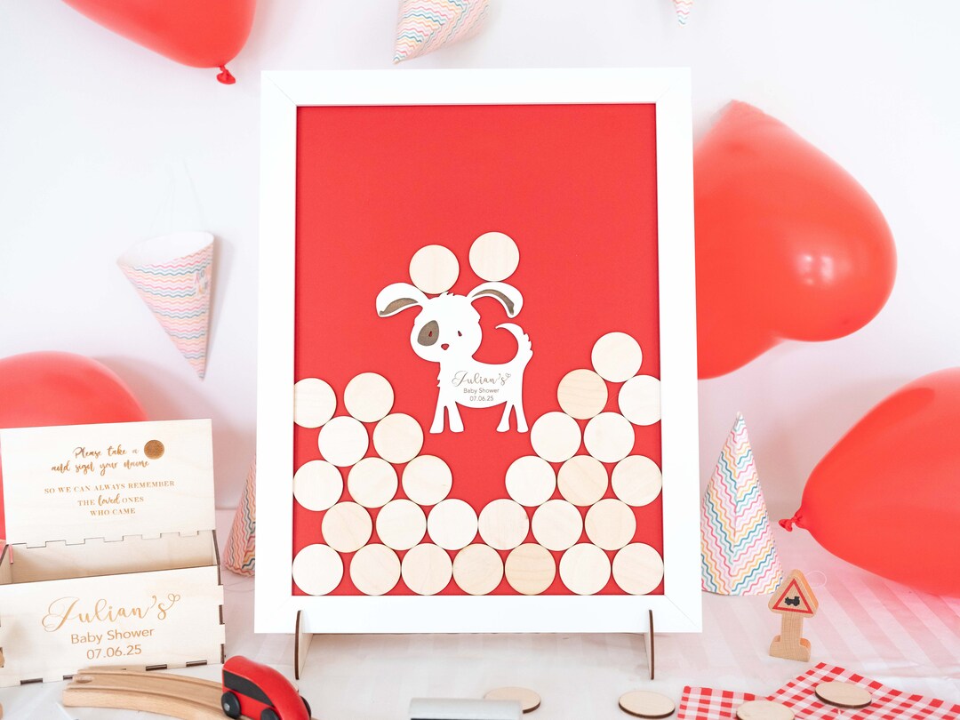 Personalized GUEST BOOK Wooden Frame for Children With Animals Keepsake ...