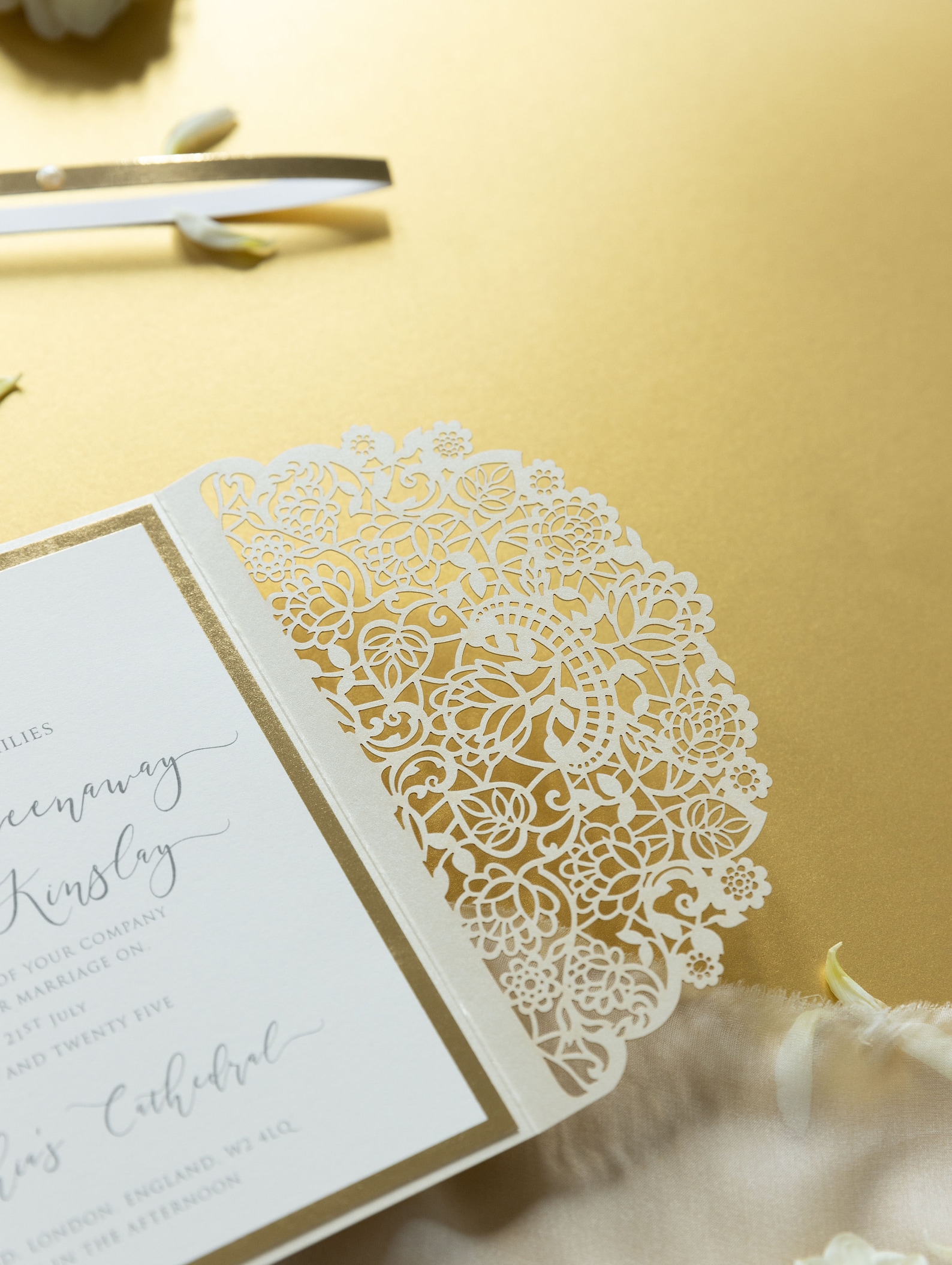 Wedding Invitation Laser Cut Invitation Cards With Gold Foil - Etsy
