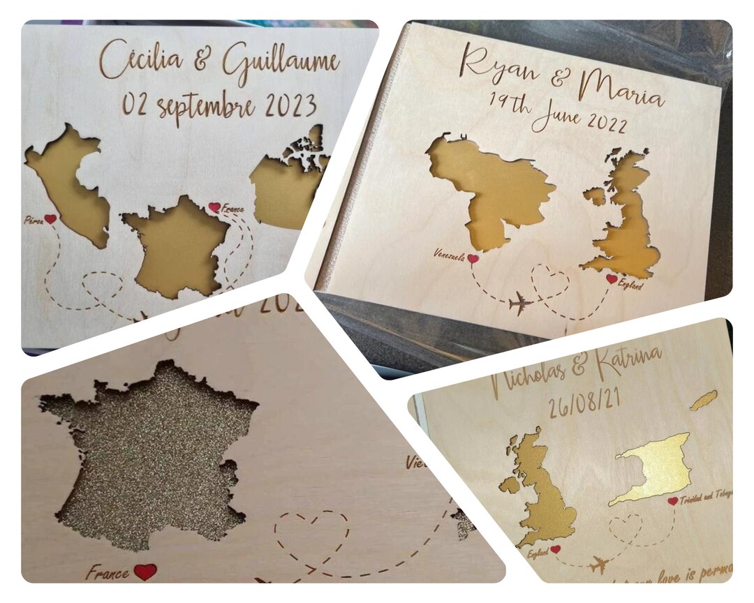 Personalized Wooden Guest Book With Country Maps, World Map Guest Book ...