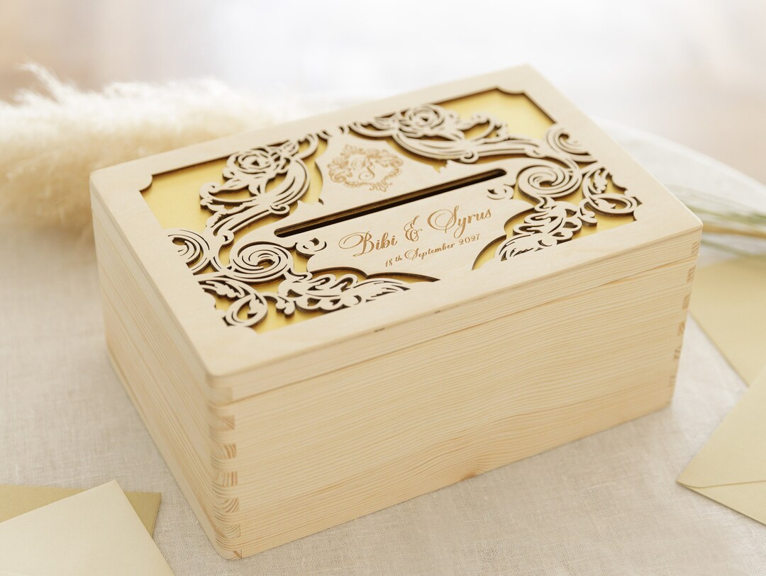 Personalized Wooden Envelope Box With Engraving Wedding Gift Box ...