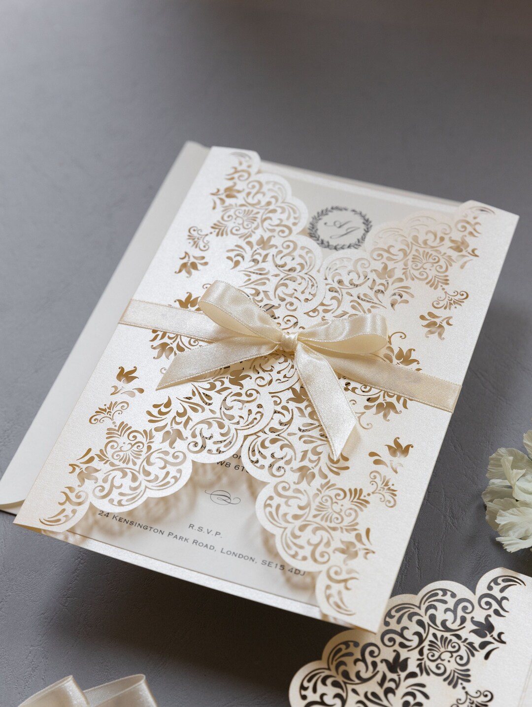 Laser Cut Metallic Light Cream Wedding Invitations Wedding Cards ...