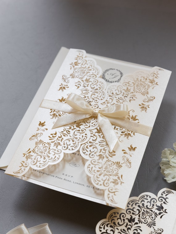 Metallic Doilies Wedding Invitation Diy