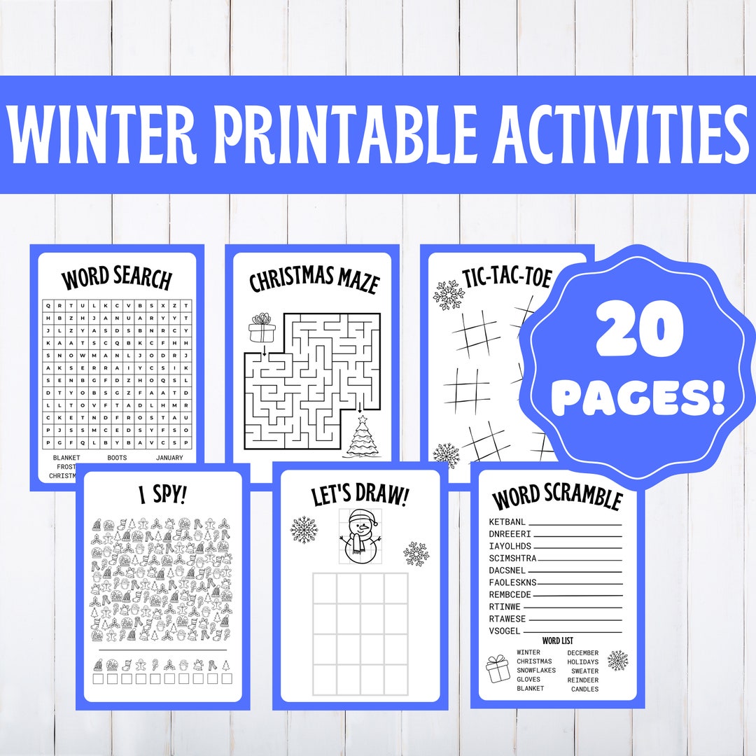 Winter Printable Activities Bundle for Kids Woorksheets for - Etsy