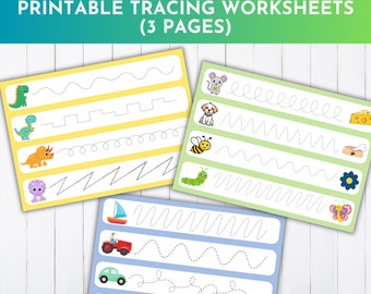 Preschool Line Tracing Worksheetspre Handwriting Trace Lines - Etsy