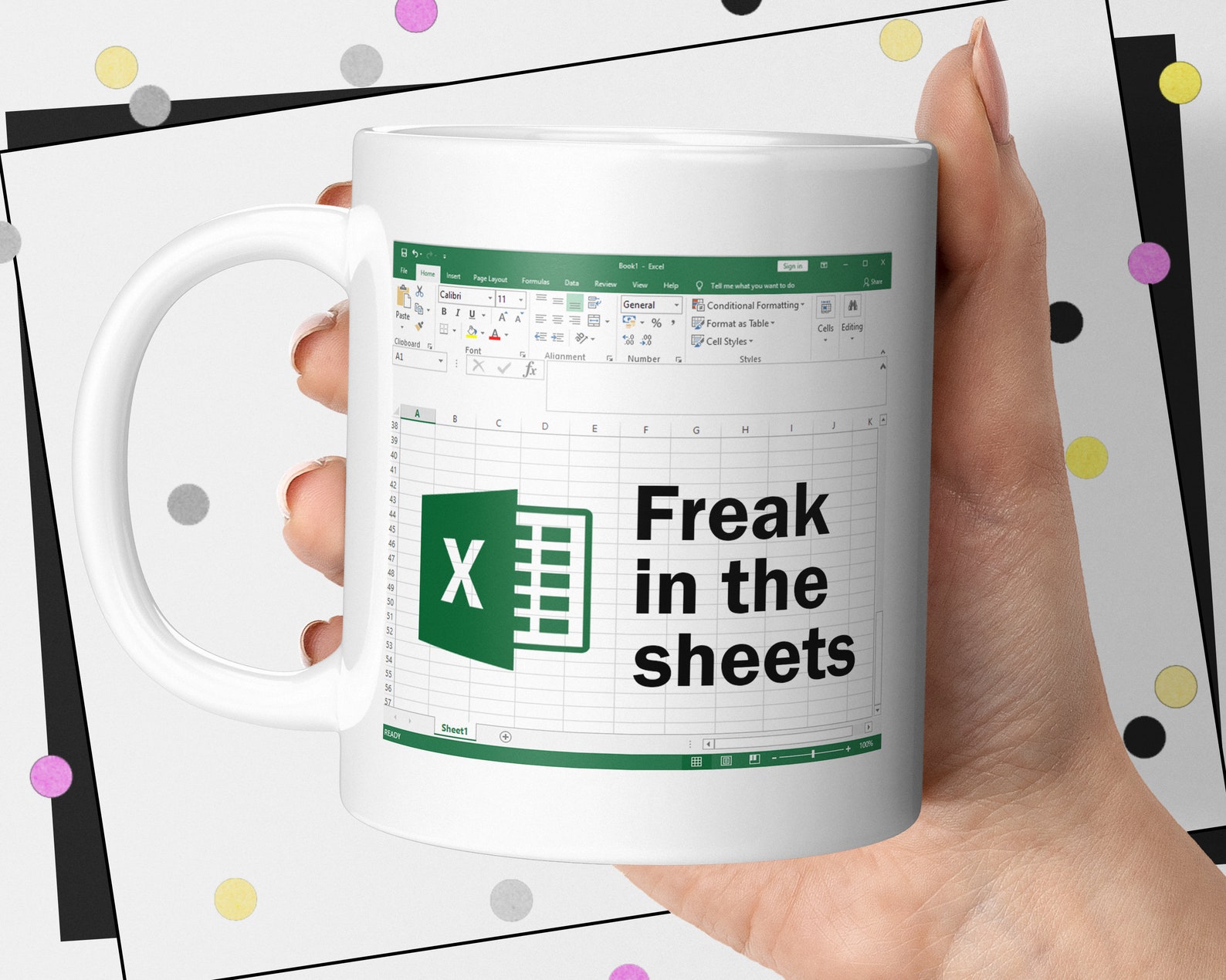Excel Freak in the Sheets Funny Work Office Mug - Fun Anniversary ...