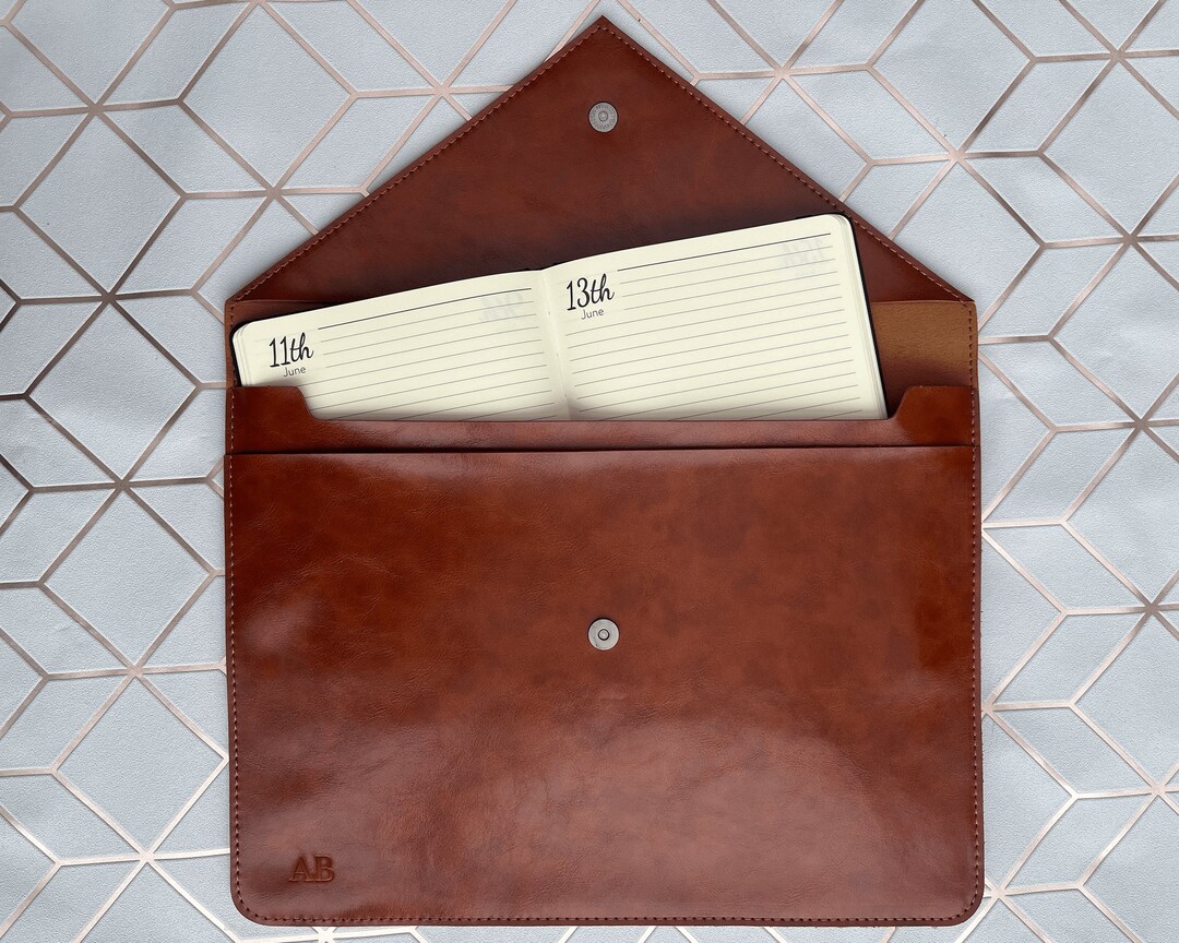 Personalise Initials Embossed PU Leather Laptop Case Custom Mac 13 14 ...