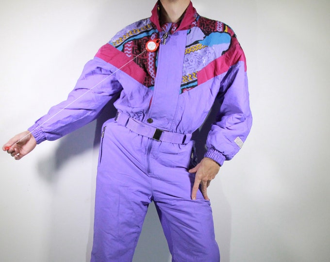 Vintage Retro 80s 90s Ski Suit Skisuit Snowsuit Wear Jumpsuit Size M ...