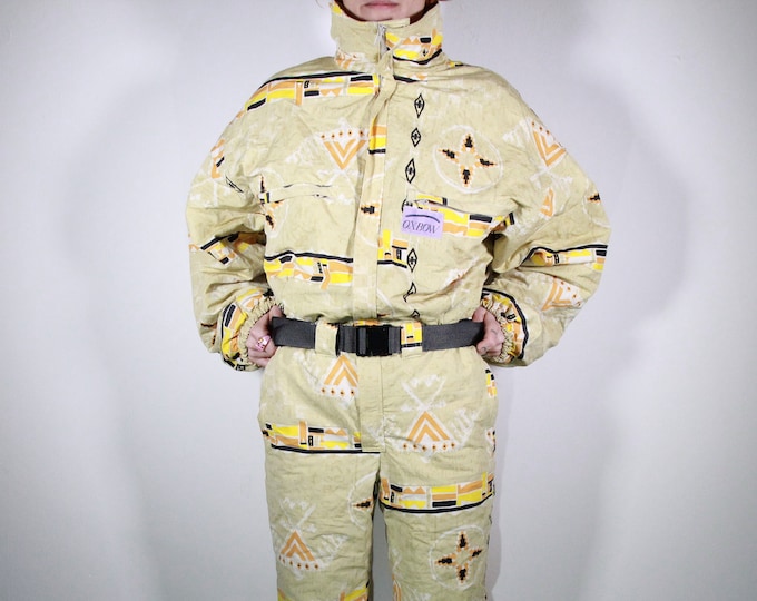 Vintage Retro 80s 90s Ski Suit Skisuit Snowsuit Wear Jumpsuit Size L ...