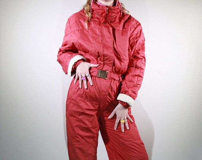 Vintage Retro 80s 90s Ski Suit Skisuit Snowsuit Wear Jumpsuit Size L ...