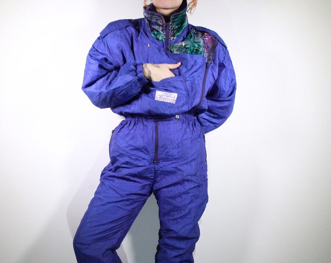 Vintage Retro 80s 90s Ski Suit Skisuit Snowsuit Wear Jumpsuit Size S-M ...