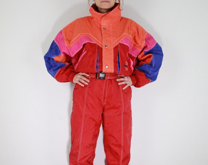 Vintage Retro 80s 90s Ski Suit Skisuit Snowsuit Wear Jumpsuit Size M-L ...