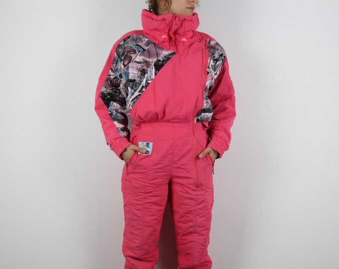 Vintage Retro 80s 90s Ski Suit Skisuit Snowsuit Wear Jumpsuit Size S-M ...