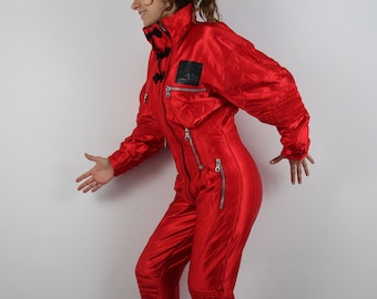 Vintage Retro 80s 90s Ski Suit Skisuit Snowsuit Wear Jumpsuit Size L women's Size California ...