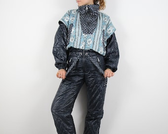 Vintage Retro 80s 90s Ski Suit Skisuit Snowsuit Wear Jumpsuit Size L women's Size California ...