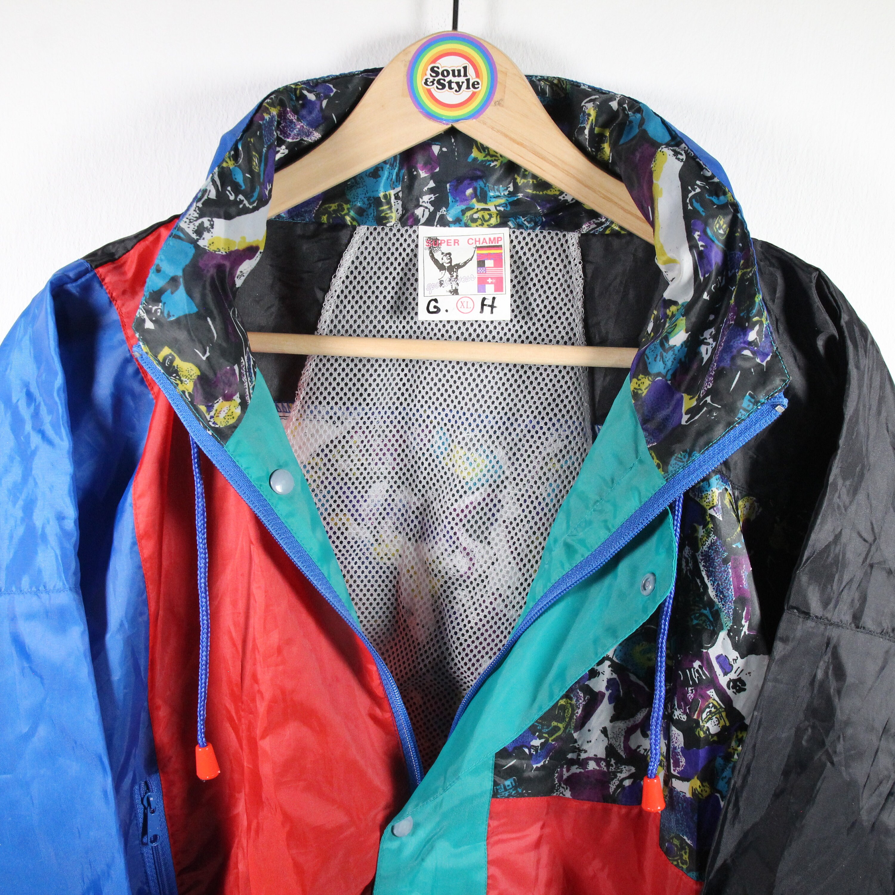 Vintage 90s Rain Jacket XL Windbreaker Super Champ | Etsy