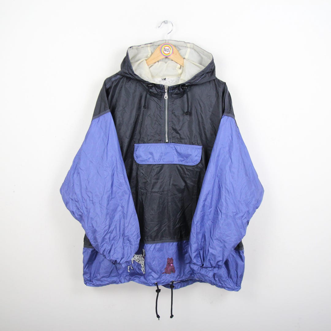 Vintage 90s Rain Jacket Slip Jacket XL Windbreaker Dog Weather Dogs ...