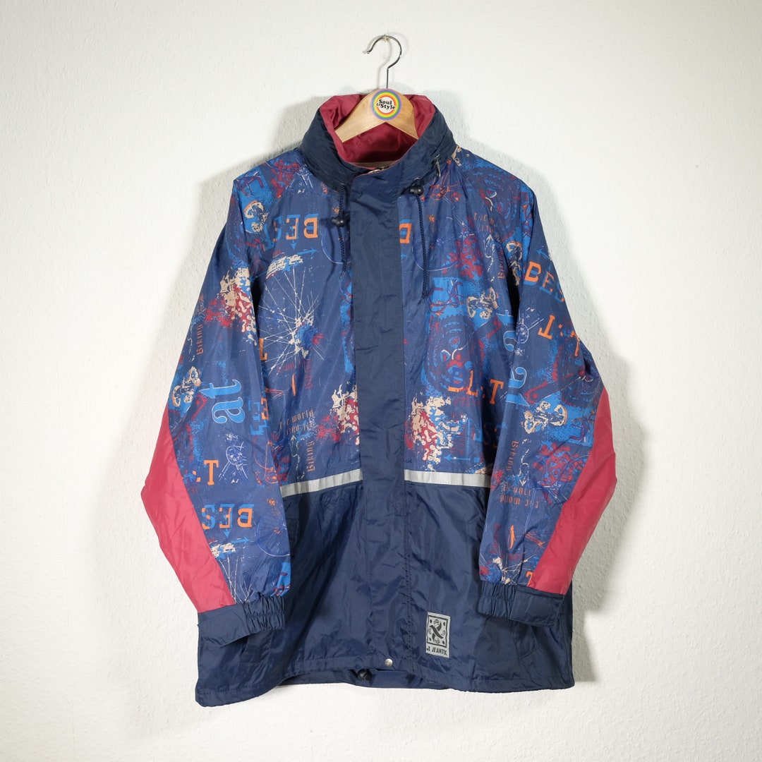 Vintage 90s Rain Jacket Windbreaker S-M - Etsy