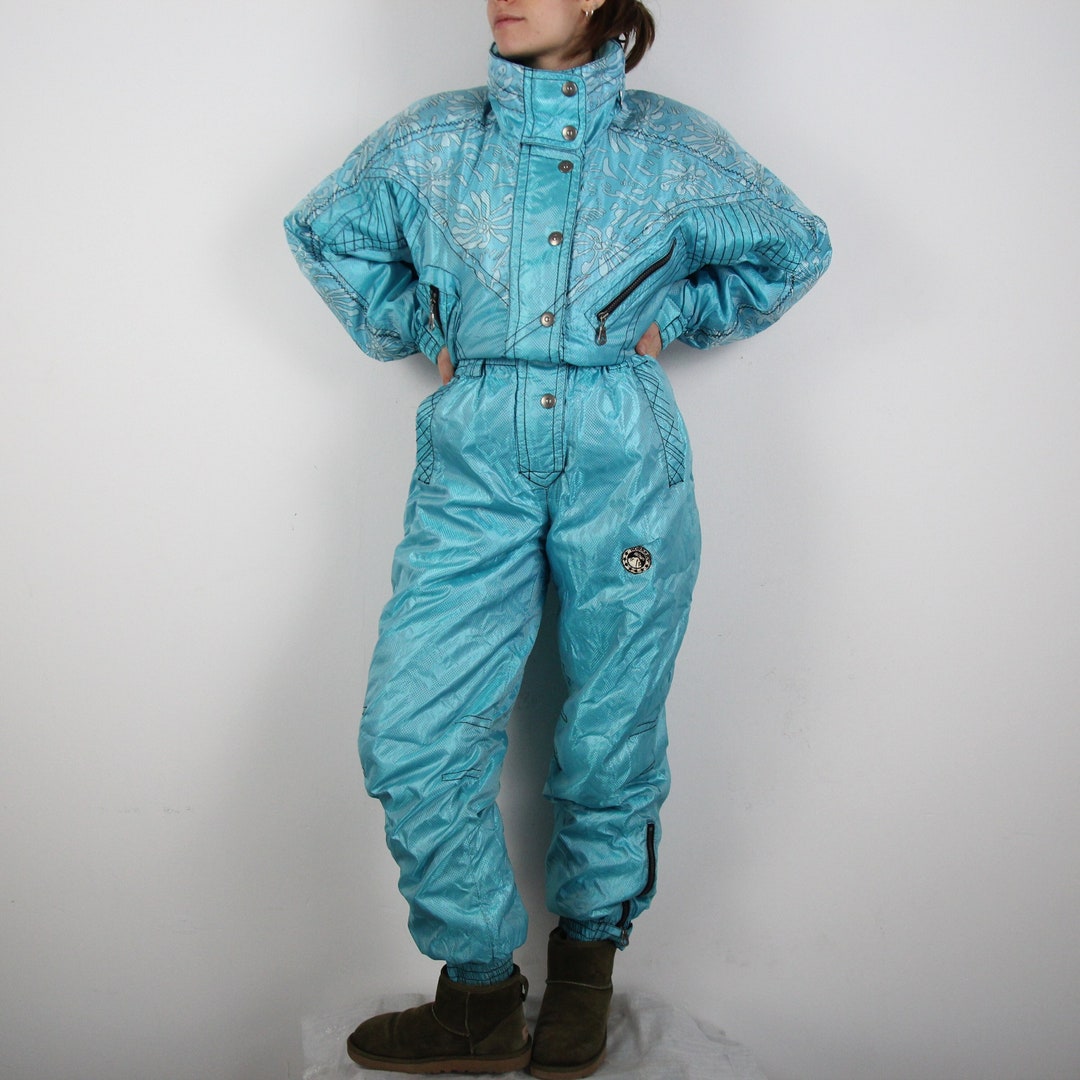 Vintage Retro 80s 90s Ski Suit Skisuit Snowsuit Wear Jumpsuit Size L ...