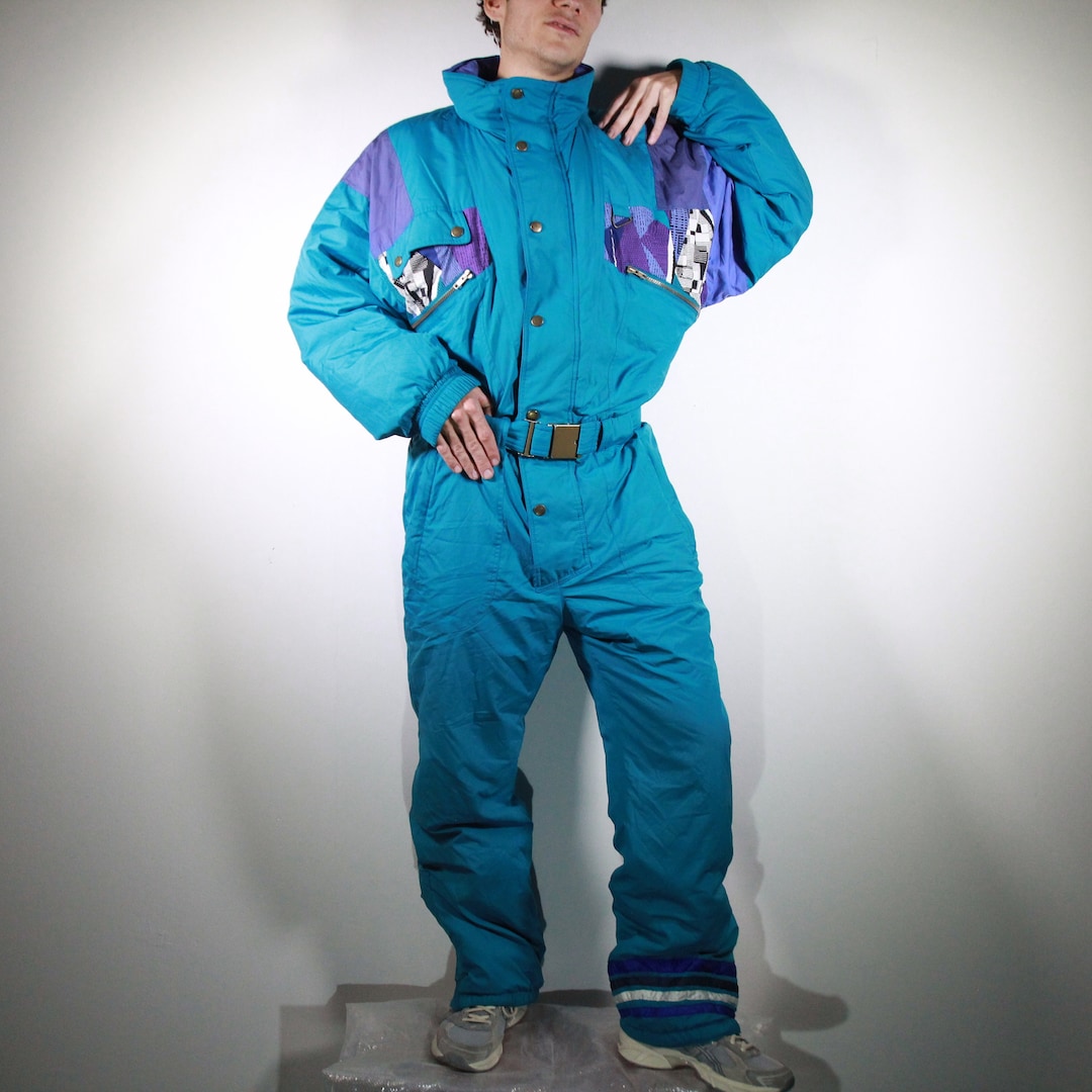 Vintage Retro 80s 90s Ski Suit Snowsuit Wear Jumpsuit Size M Sergio ...
