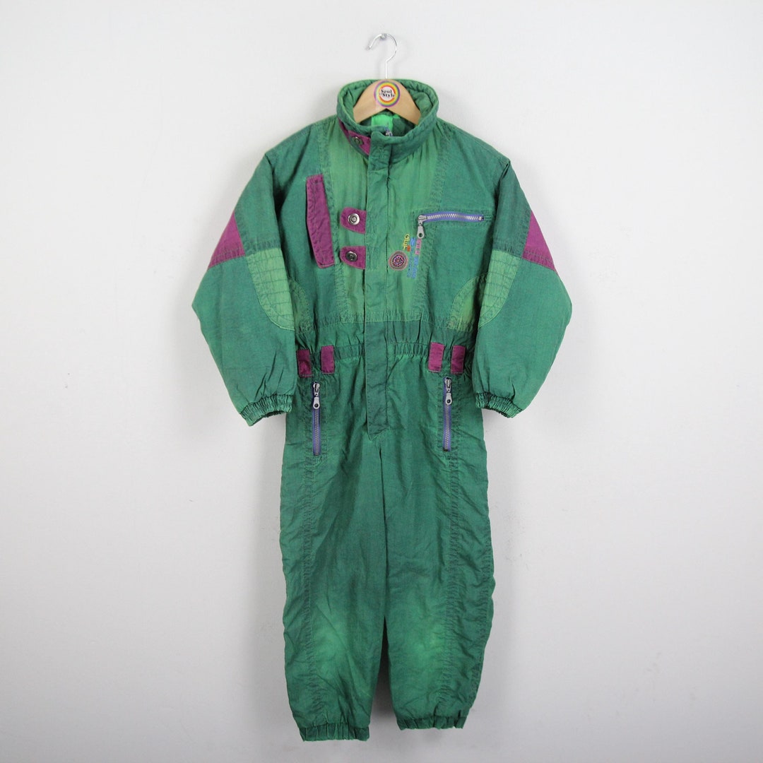 Vintage Retro 80s 90s Ski Suit Skisuit Snowsuit Wear Jumpsuit Size 128 ...