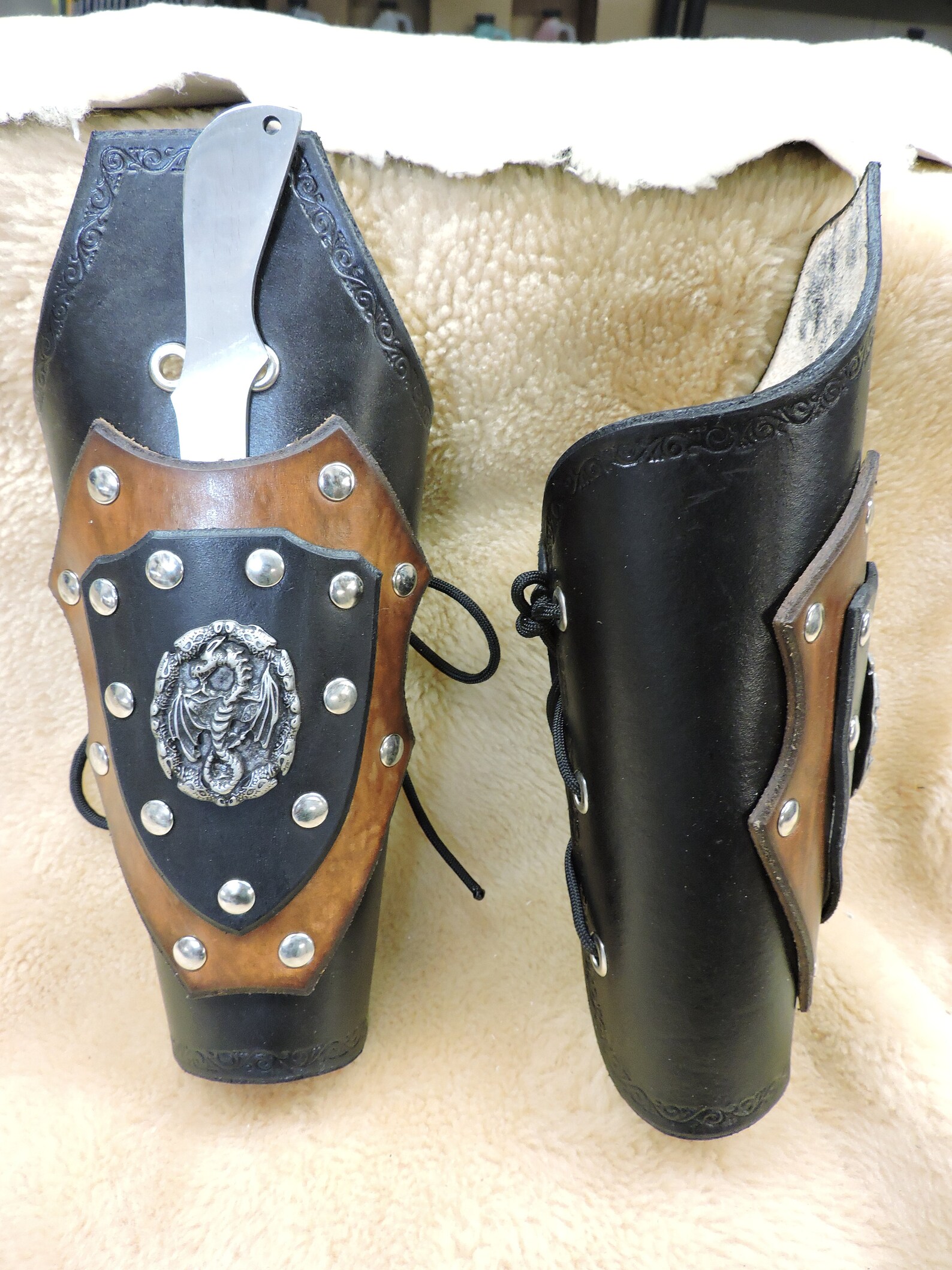 Dagger Bracers Leather Armor Leather Bracers Cosplay LARP - Etsy