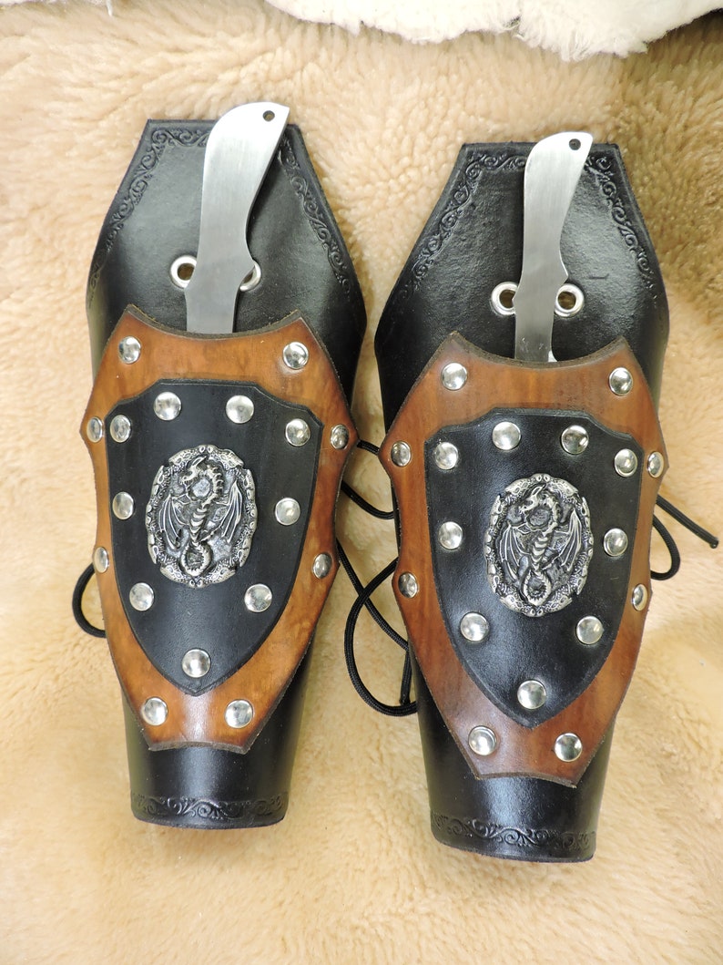 Dagger Bracers Leather Armor Leather Bracers Cosplay LARP - Etsy