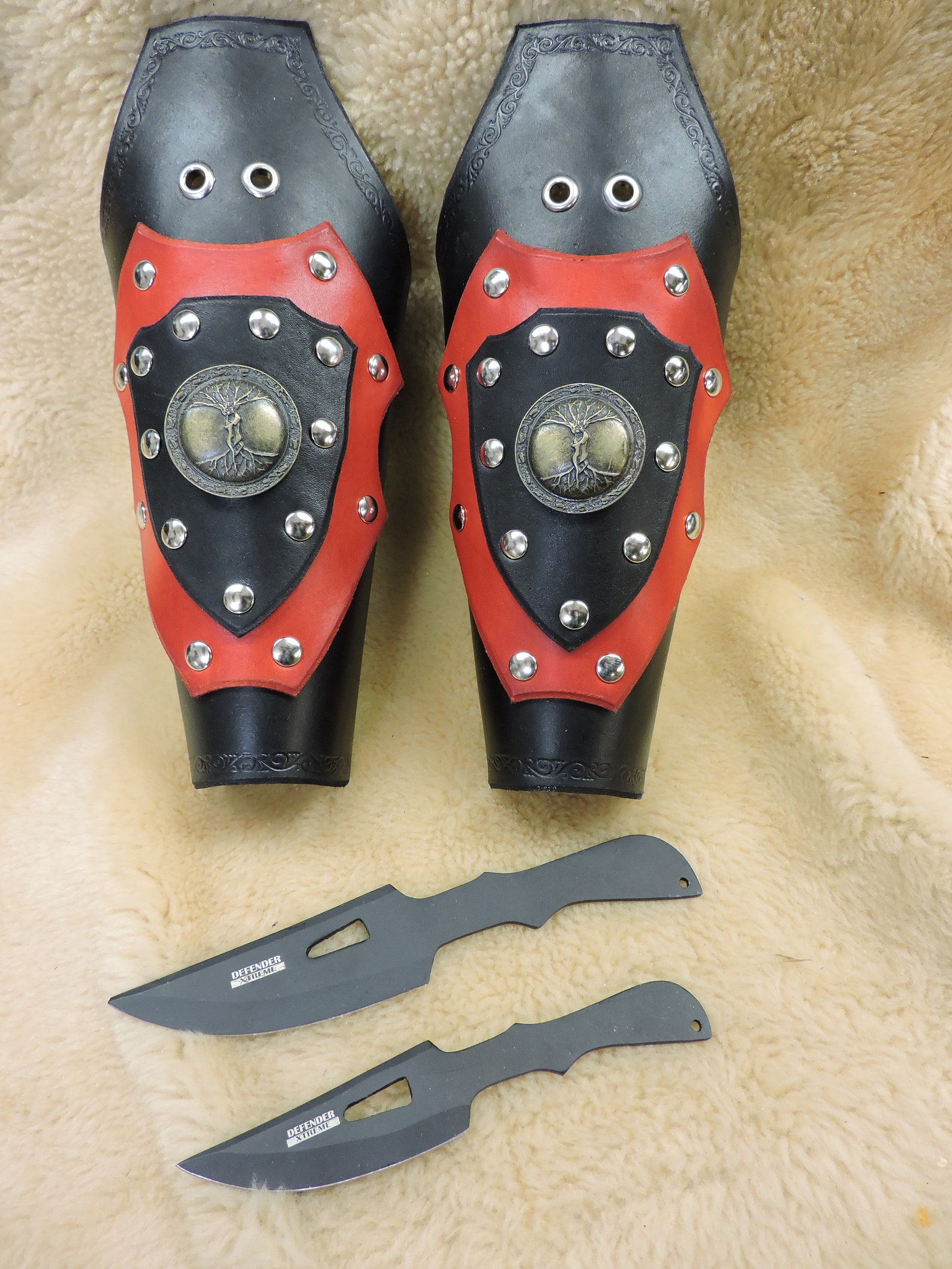 Dagger Bracers Leather Armor Leather Bracers Cosplay LARP - Etsy