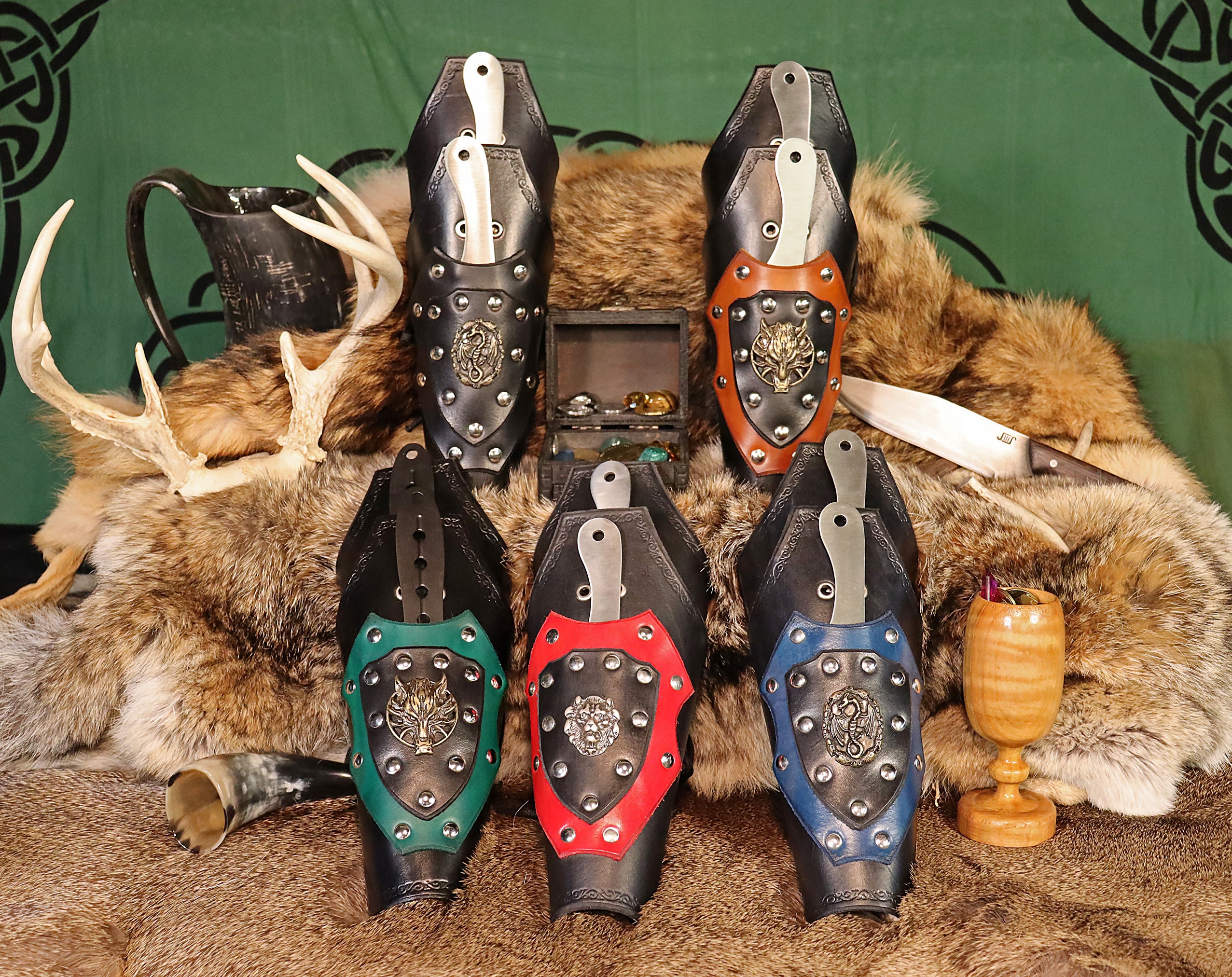 Dagger Bracers Leather Armor Leather Bracers Cosplay LARP - Etsy