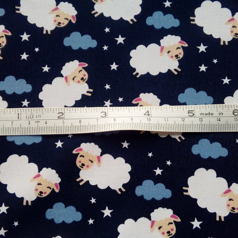 Sheep Clouds Stars Navy / Grey 100% Cotton Poplin Fabric - Etsy UK