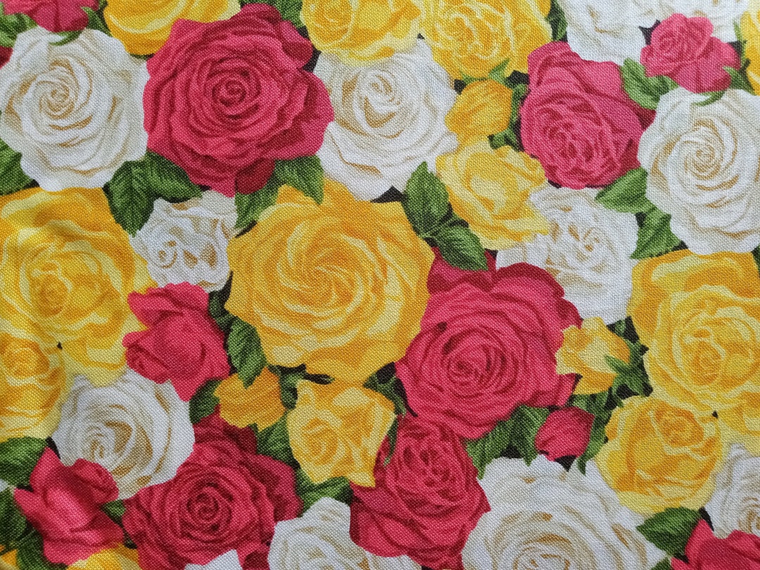 Summer Flowers Fabric Makower Quality 100% Cotton Daffodils Tulip Rose ...