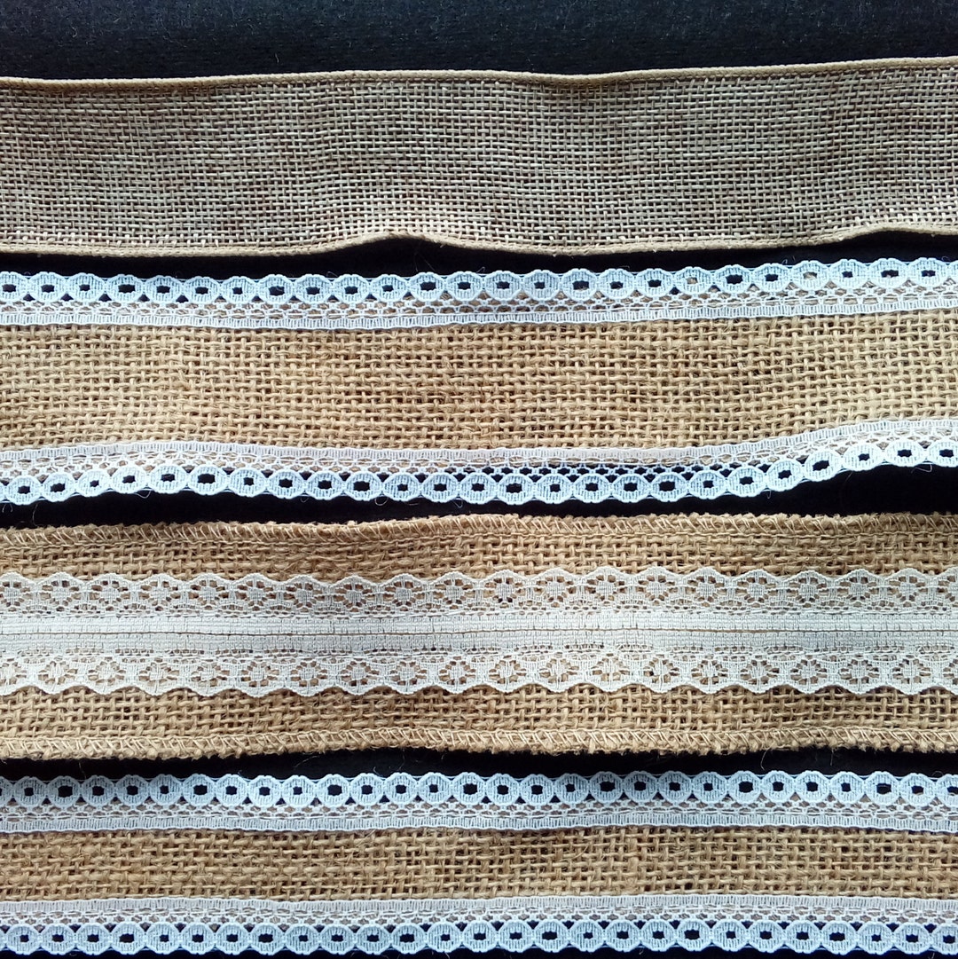 Country Hessian Ribbons Lace Edged Wired Crafts Floristry Sewing ...