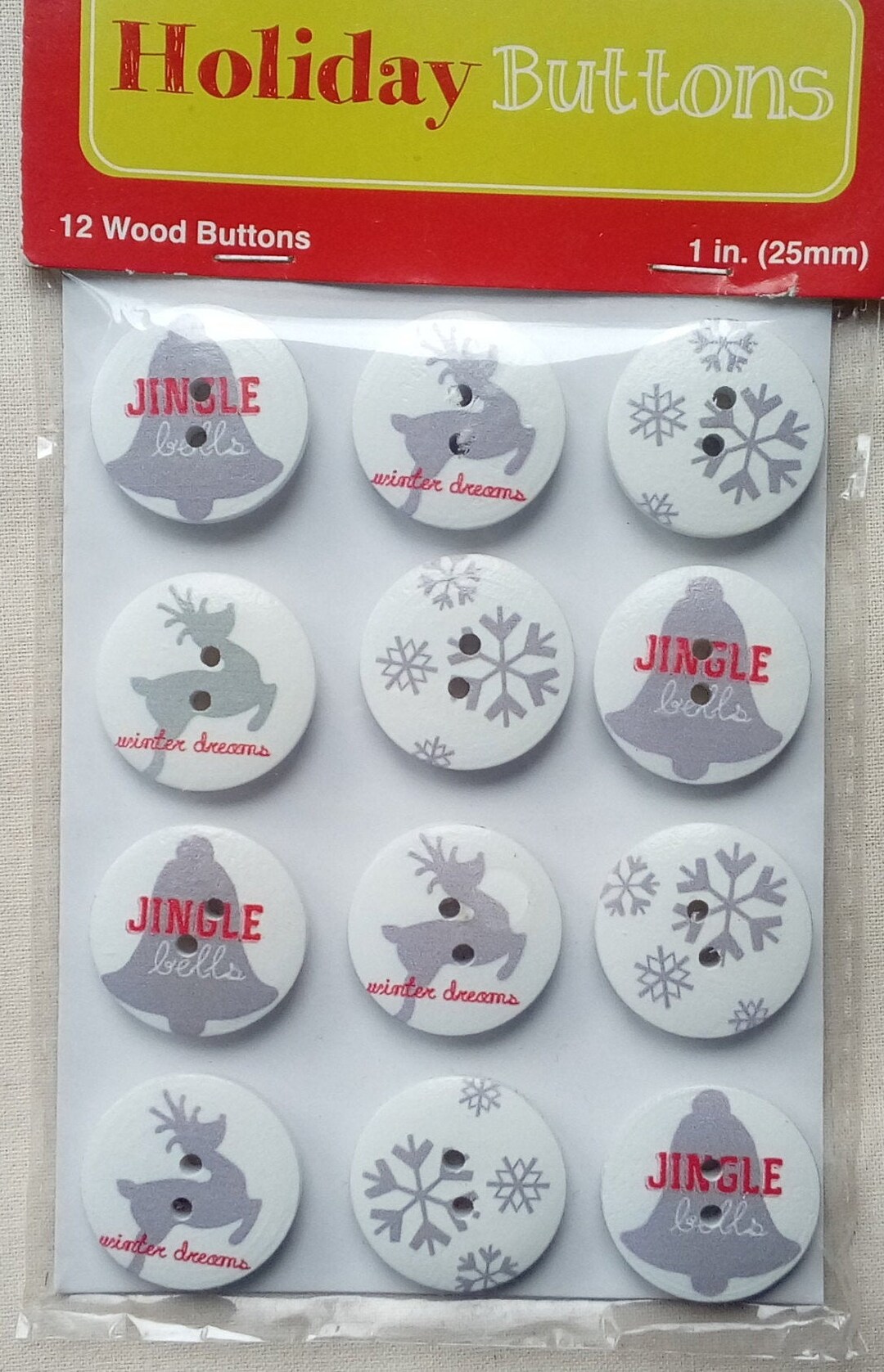 12 Christmas Wooden Holiday Buttons Snowflakes Jingle Bells - Etsy UK