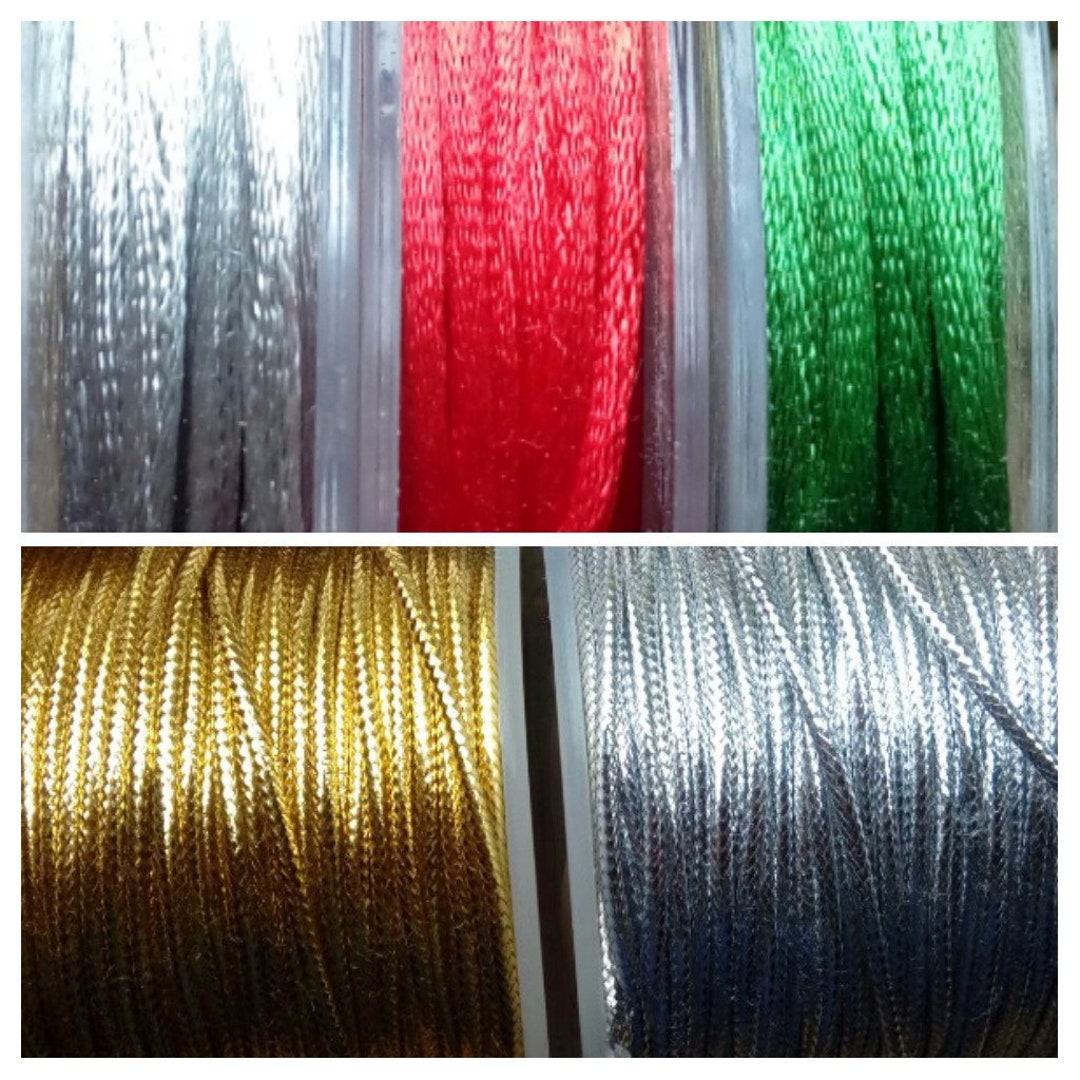 2mm Cords Silver Red Green Metallic Silver/gold Sold by 3 Metres ...