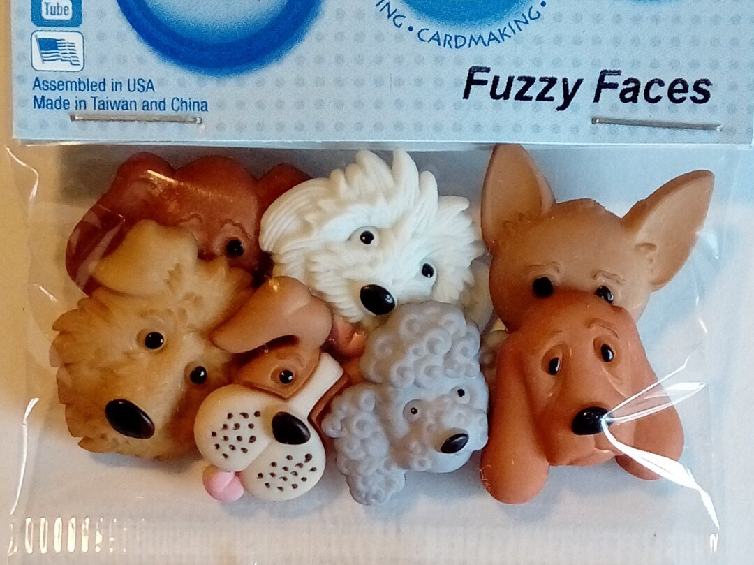 Dogs Fuzzy Faces Dress It up Novelty Craft Buttons Sewing - Etsy