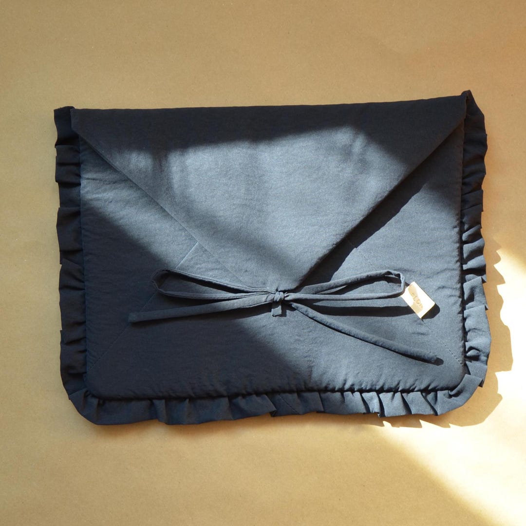Quilted Laptop Sleeve on Bow, Designer Navy Blue MacBook Sleeve, Cute ...