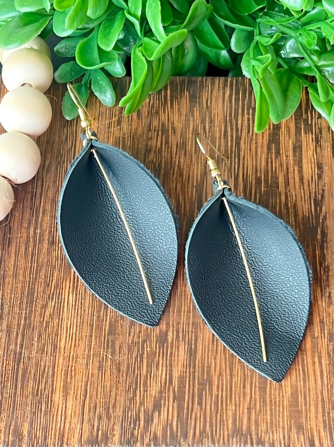 Leather Earrings | Leather Earrings With Gold Detailing | Leather ...