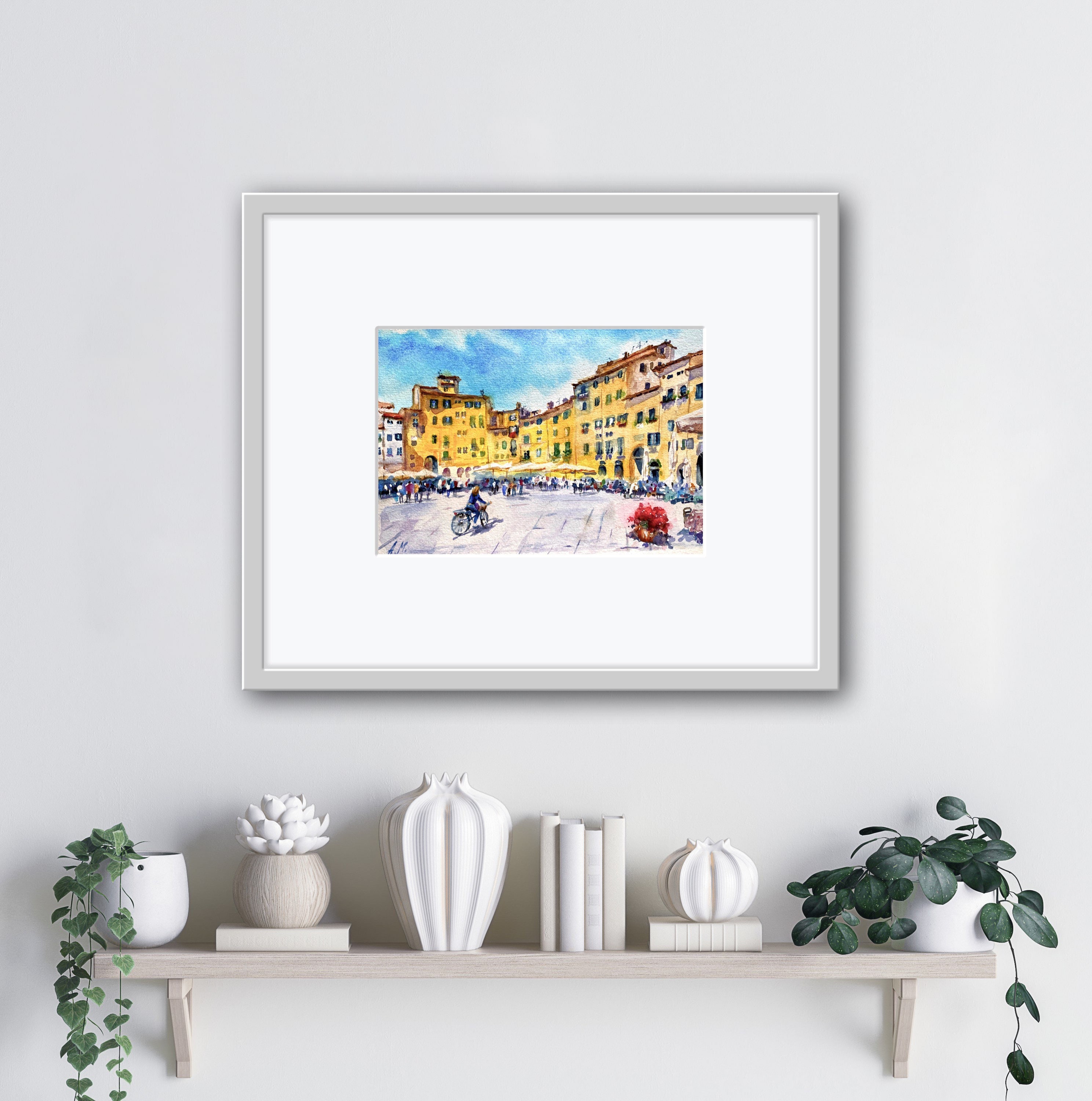 Watercolor Tuscany Print, Original Lucca Cityscape Wall Art Poster - Etsy
