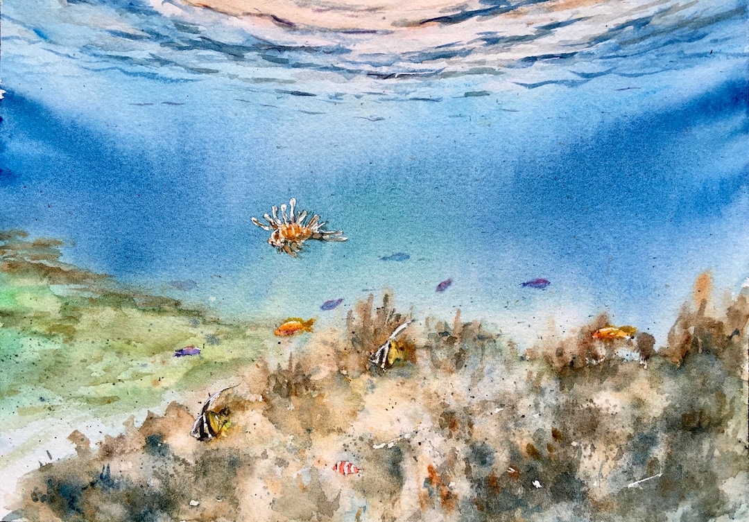Saltwater Fish, Original Art Watercolor Handmade Painting of the Ocean ...