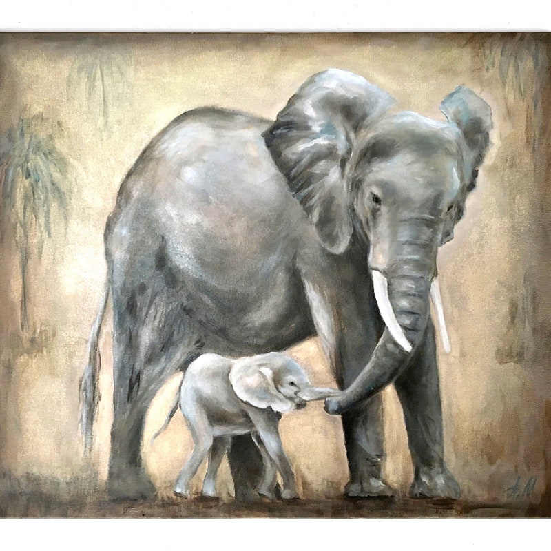 Large Elephant Painting - Etsy