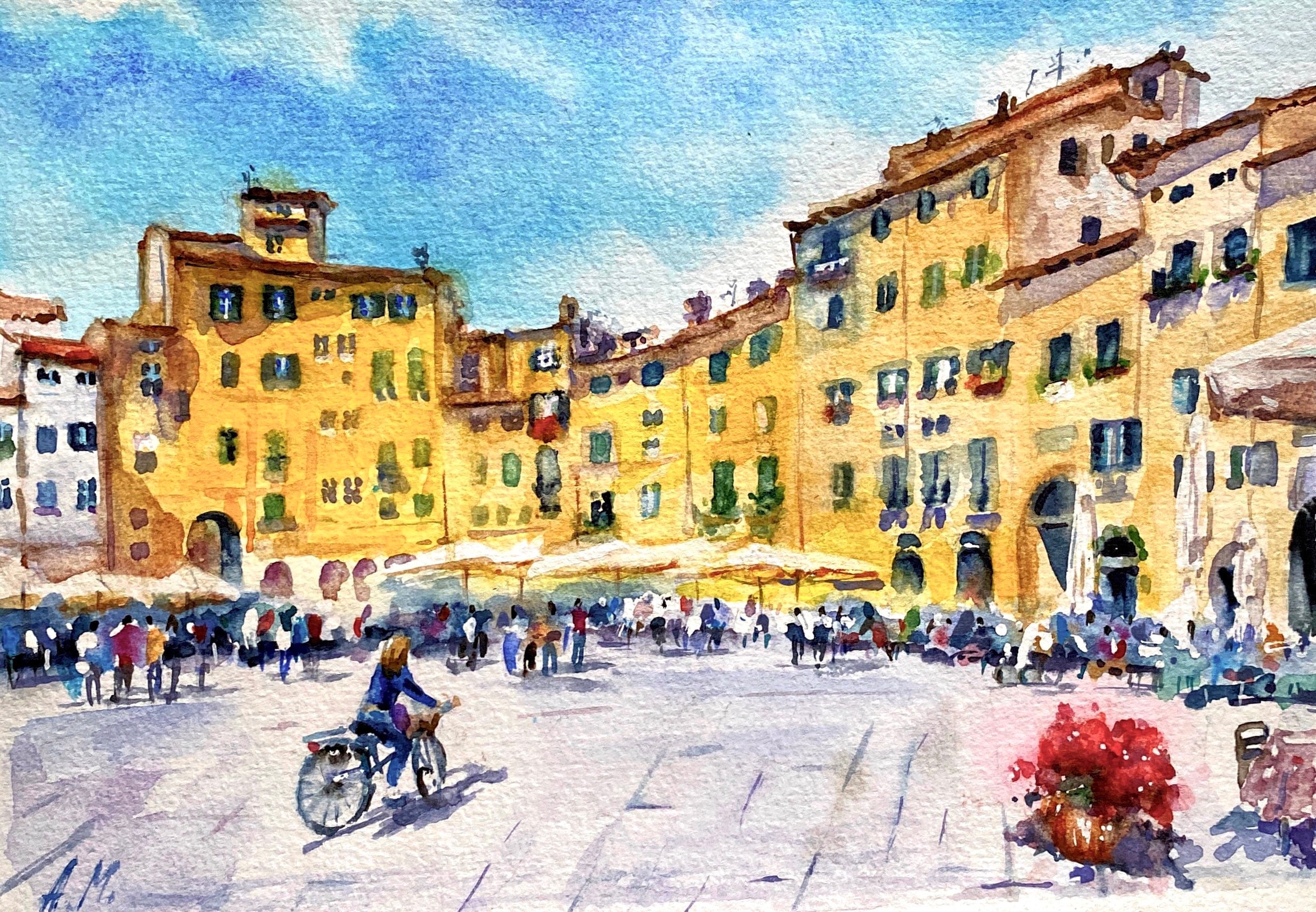 Watercolor Tuscany Print, Original Lucca Cityscape Wall Art Poster - Etsy